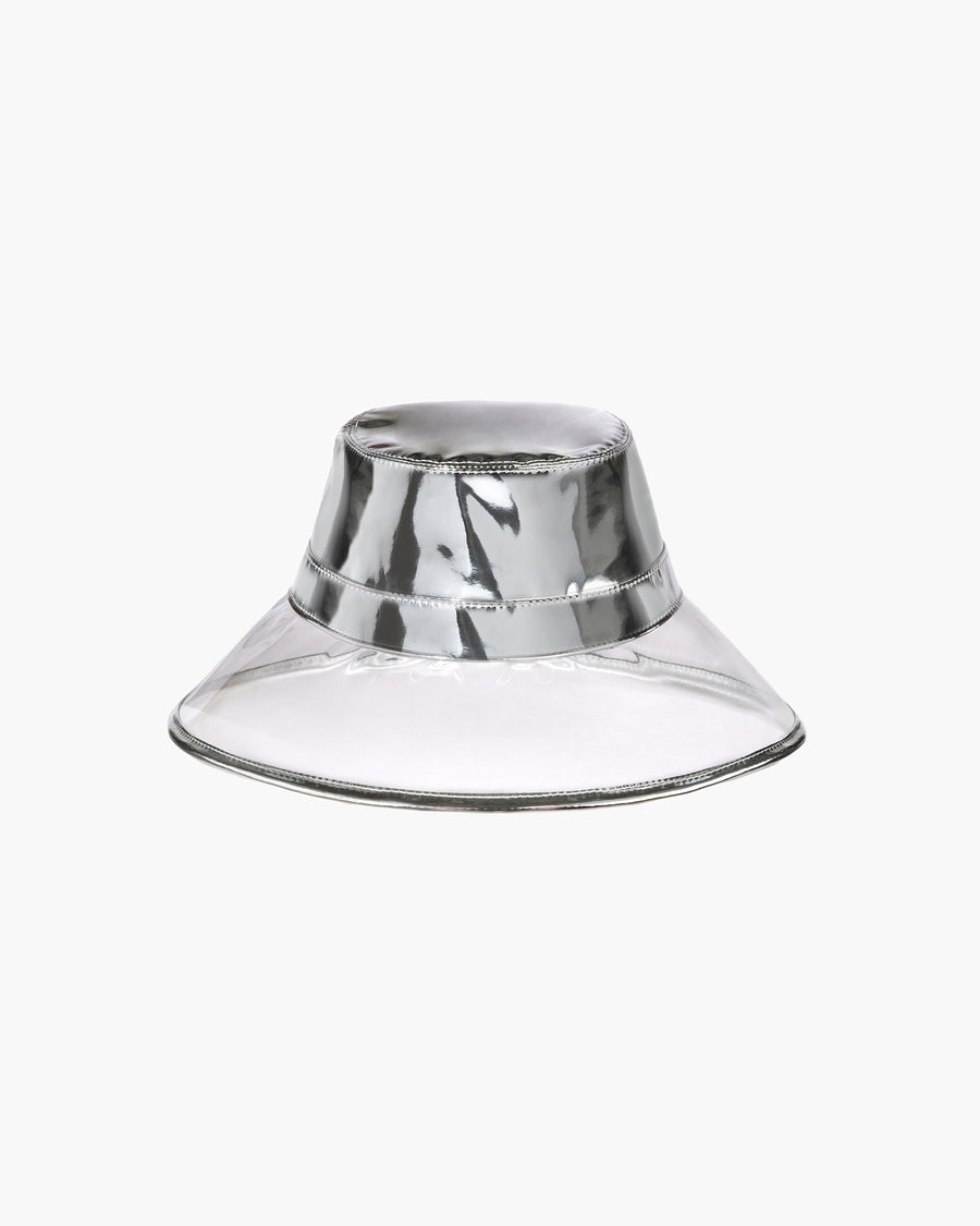 Gogo Rain Bucket Hat｜Crystal Vinyl Rain Hat | Crystal/Silver | Eric Javits