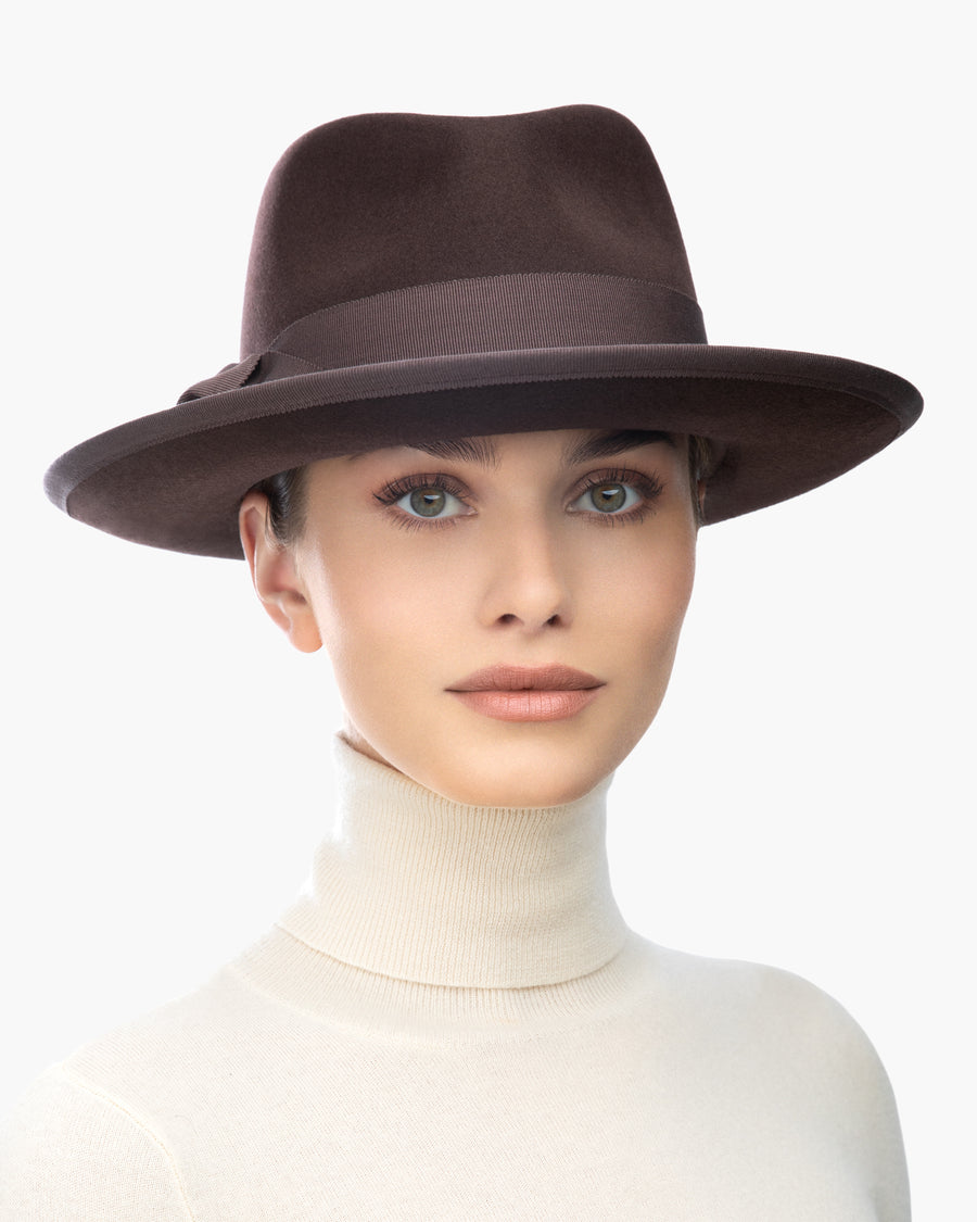 Tyler Felt Fedora Hat | Fringed Grosgrain Bow | Camel | Eric Javits
