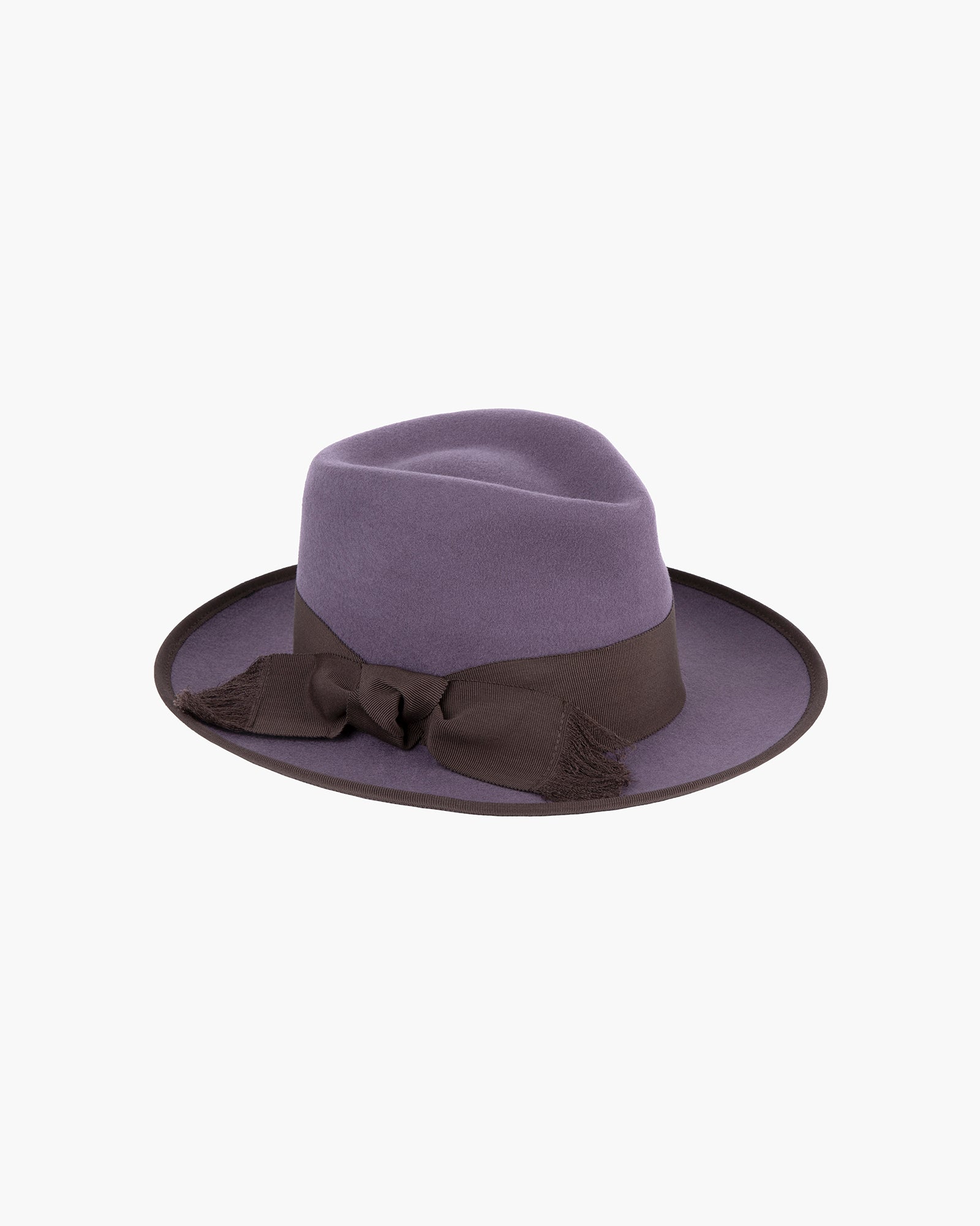 Tyler Felt Fedora Hat | Fringed Grosgrain Bow | Mauve | Eric Javits