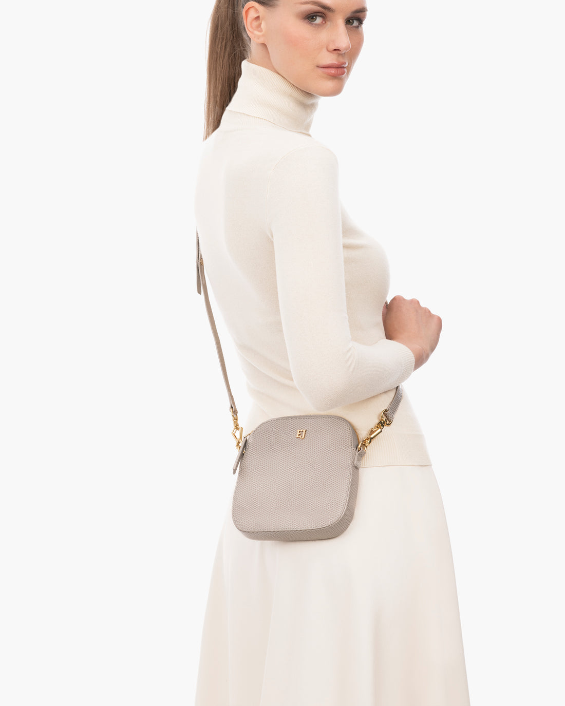 Alli Bag | Mini Crocodile Leather Bag| Crossbody | Eric Javits | Moonbeam | Eric Javits