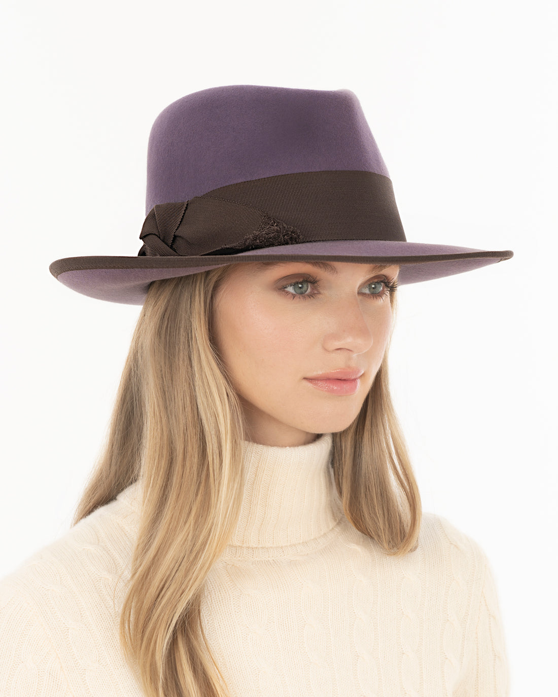 Tyler Felt Fedora Hat | Fringed Grosgrain Bow | Camel | Eric Javits