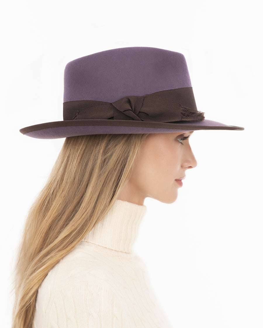 Tyler Felt Fedora Hat | Fringed Grosgrain Bow | Camel | Eric Javits