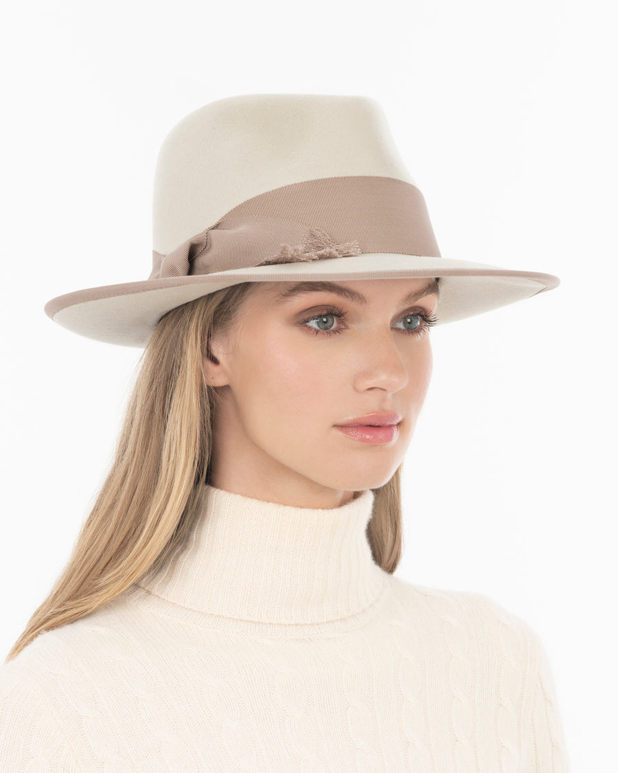 Tyler Felt Fedora Hat | Fringed Grosgrain Bow | Eric Javits