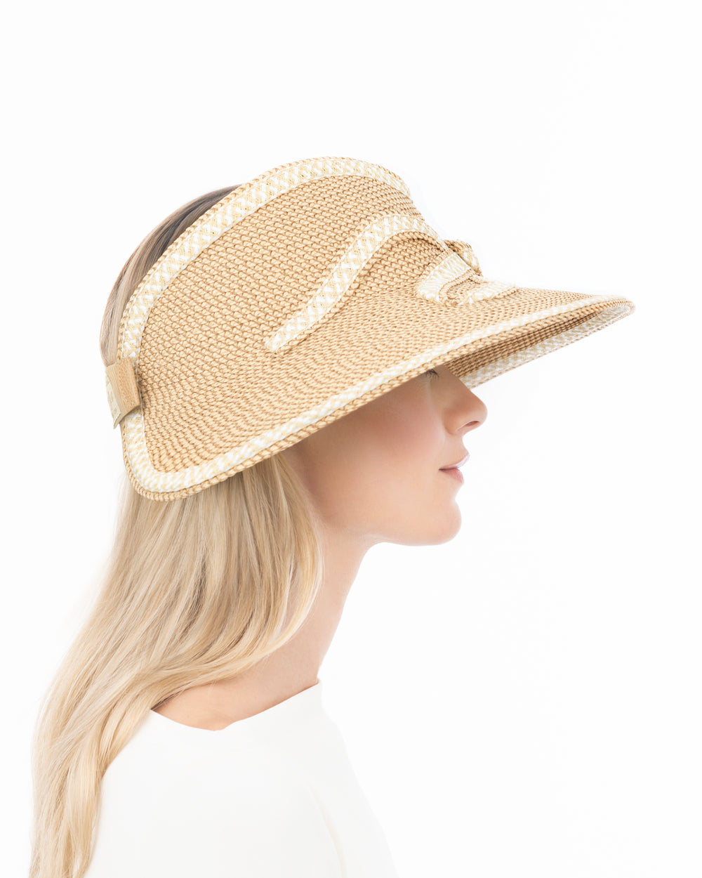 Bowmantic I Packable UPF 50+ Straw Visor | Cream Mix | Eric Javits