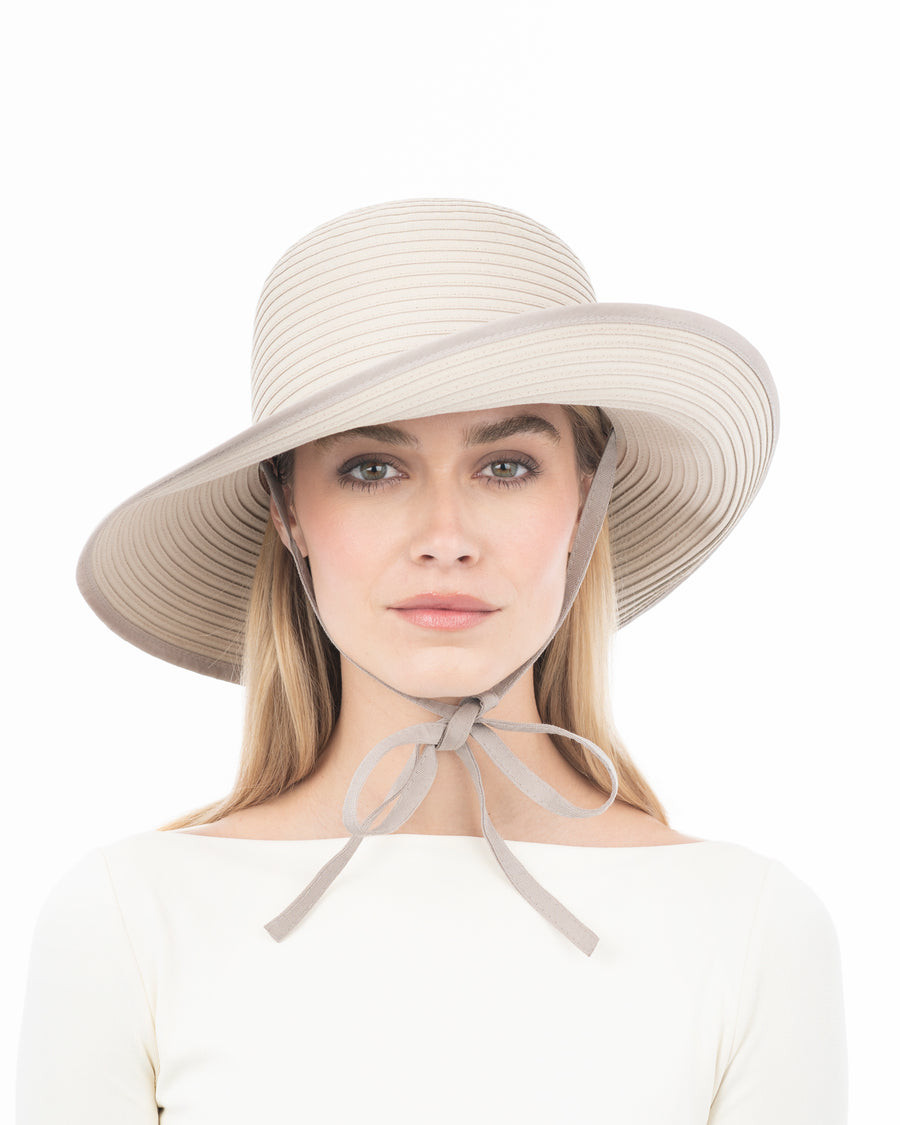 Ribbon Skimmer I Water-Resistant Hat for Travel | Bone Mix | Eric Javits