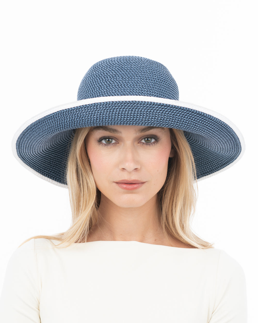 Hampton Straw Hat | Women's Skimmer Hat | Natural/Gold | Eric Javits