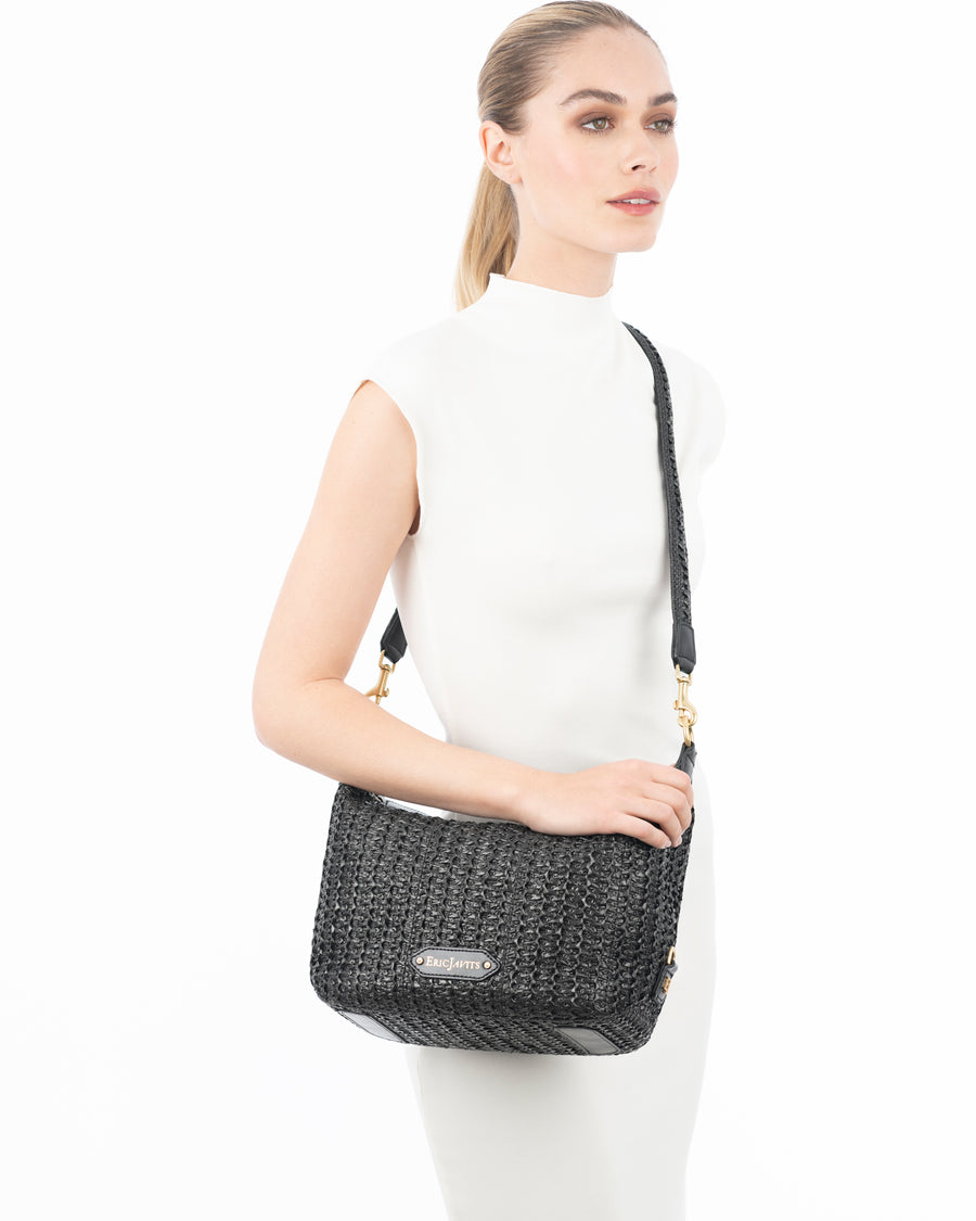 Jessica Straw Leather Hobo｜Mid-Size Handbag | Natural | Eric Javits
