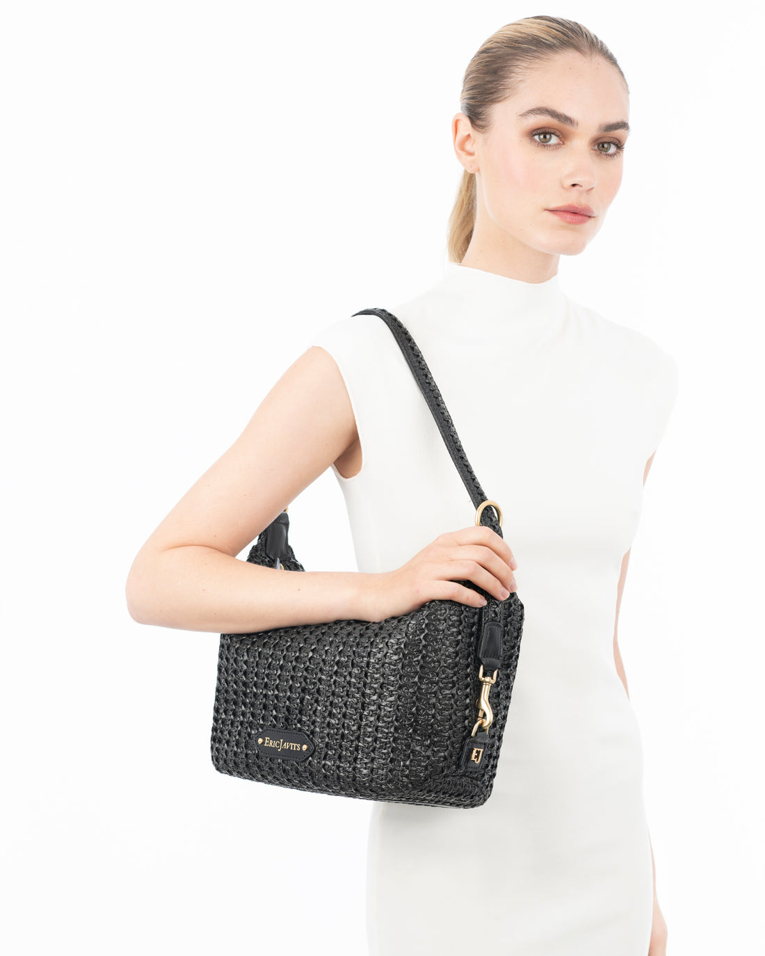 Jessica Straw Leather Hobo｜Mid-Size Handbag | Eric Javits