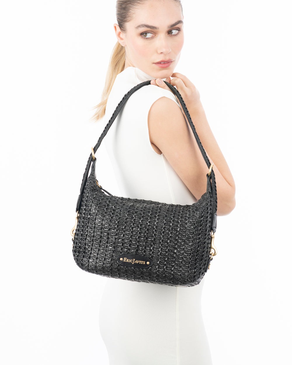 Jessica Straw Leather Hobo｜Mid-Size Handbag | Natural | Eric Javits