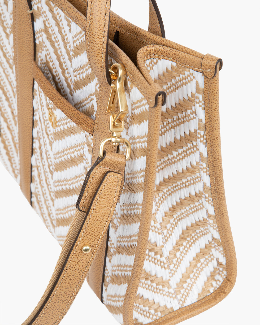 Toto Raffia I Handbag with Leather Framing | White Mix | Eric Javits