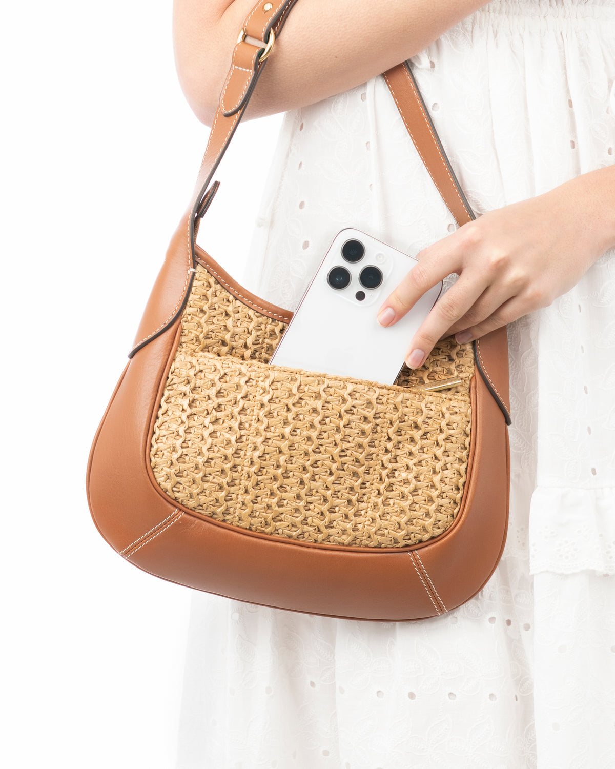 Lil Isle Hobo I Raffia Bag with Smart Storage | Natural | Eric Javits