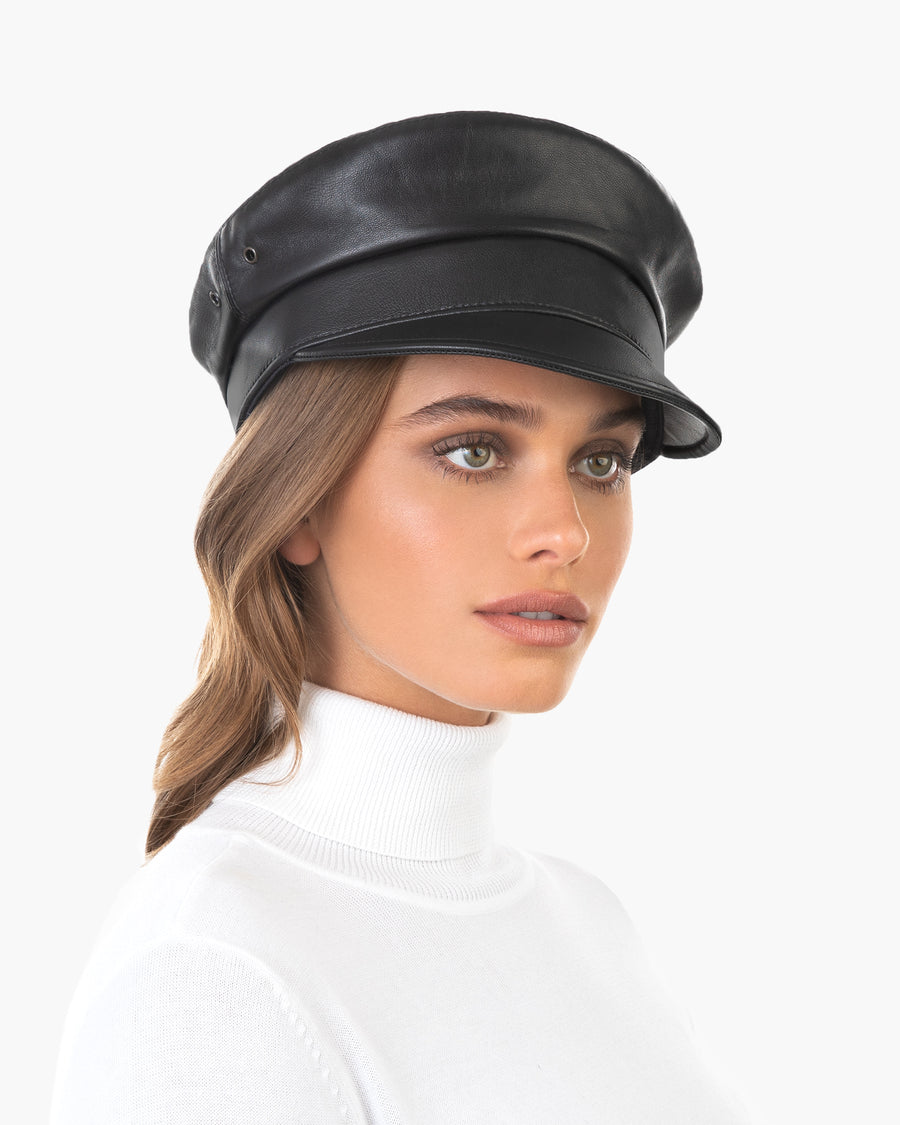 Night Porter Cap｜Italian Lamb Leather Cap｜Eric Javits | Eric Javits