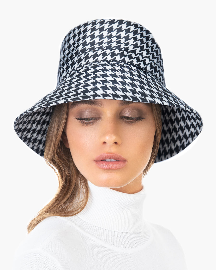 Rain Bucket Felt | Women's Rain Hat | Tan Check | Eric Javits