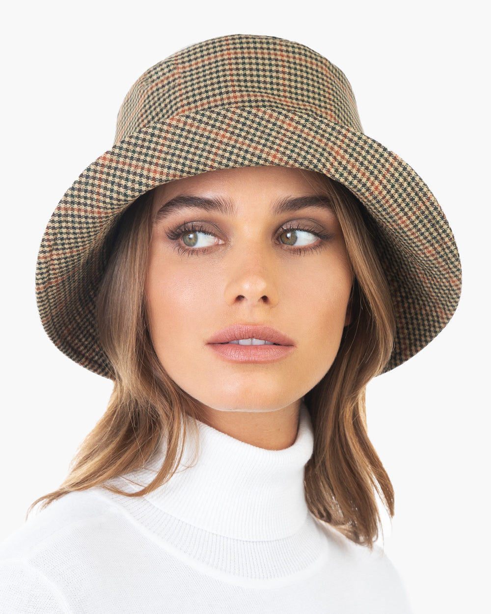 Rain Bucket Felt | Women's Rain Hat | Tan Check | Eric Javits