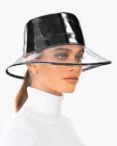 Gogo Rain Bucket Hat｜Crystal Vinyl Rain Hat | Crystal/Silver | Eric Javits