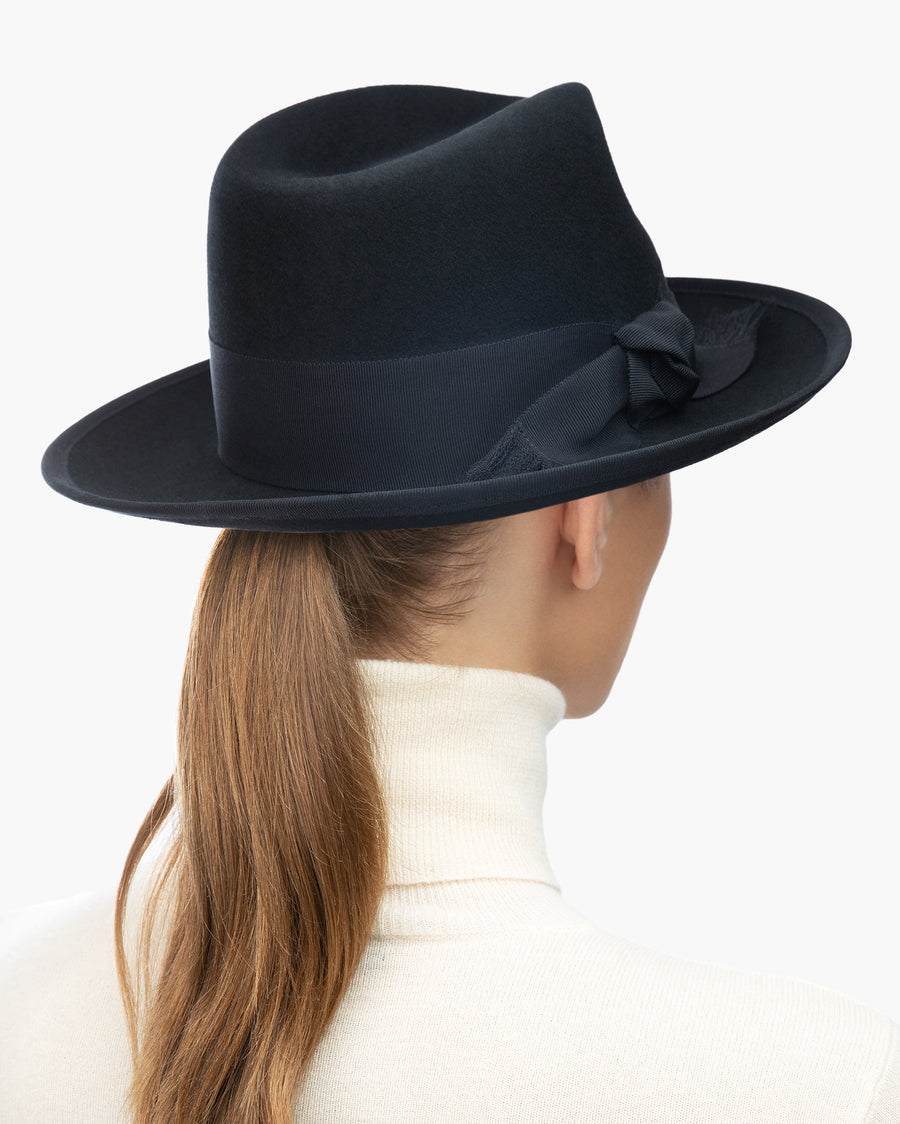 Tyler Felt Fedora Hat | Fringed Grosgrain Bow | Eric Javits