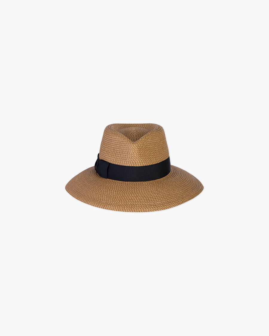 Phoenix Fedora Hat | Women's Packable Fedora | Natural/Black | Eric Javits