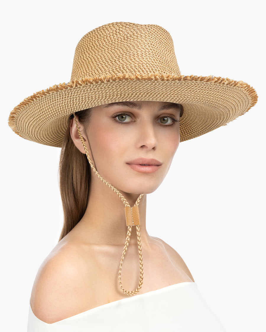 Squishee® VIP Hat｜Packable Fedora｜Chin Strap | Peanut | Eric Javits