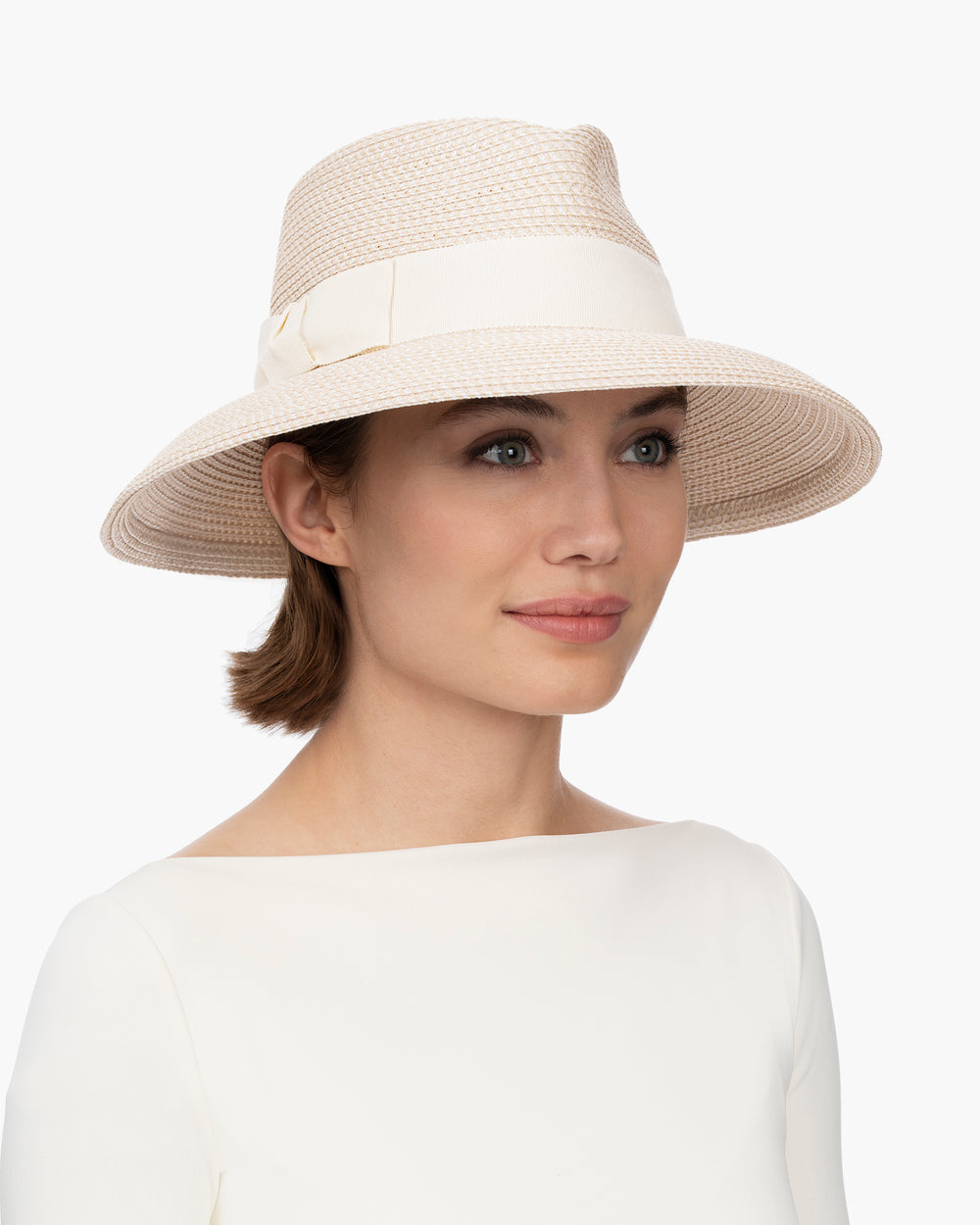 Phoenix Fedora Hat | Women's Packable Fedora | Natural/Black | Eric Javits