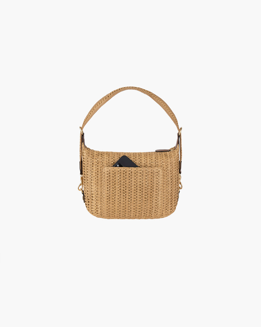 Jessica Straw Leather Hobo｜Mid-Size Handbag | Natural | Eric Javits