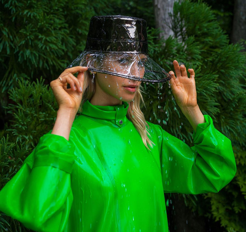 Gogo Rain Bucket Hat｜Crystal Vinyl Rain Hat | Crystal/Silver | Eric Javits